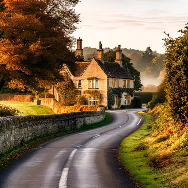 A Road with a House on the Side of it. Stock Image - Image of vacation ...