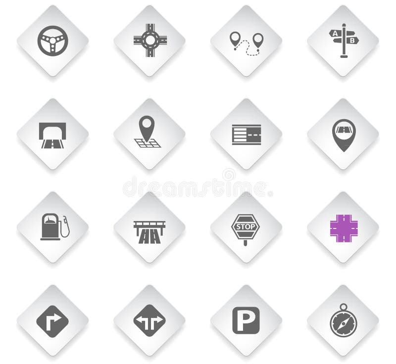 Road icon set stock illustration. Illustration of sign - 88627232