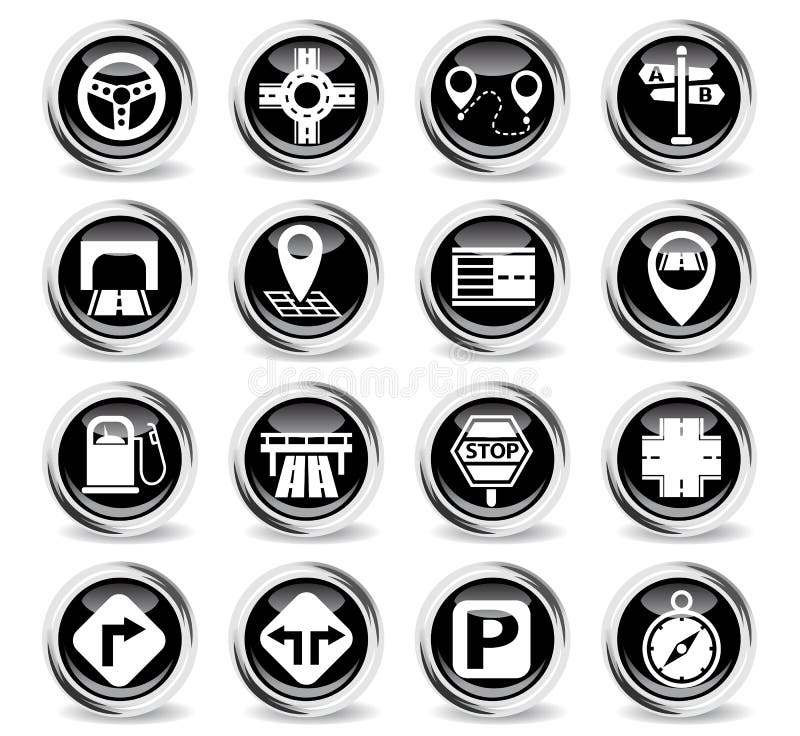 Road icon set stock illustration. Illustration of pointer - 88576429