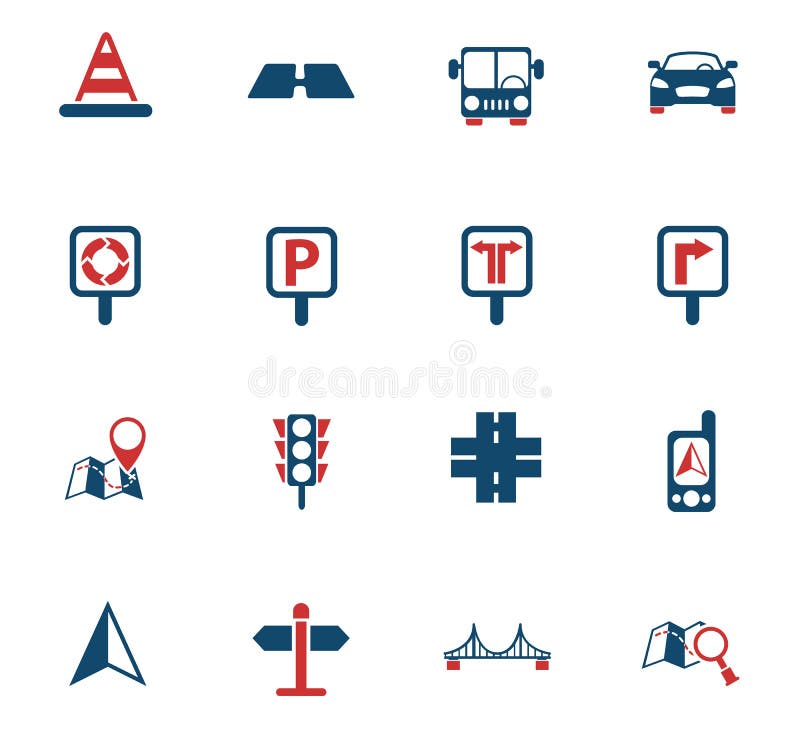 Road icon set stock vector. Illustration of turn, search - 121844559