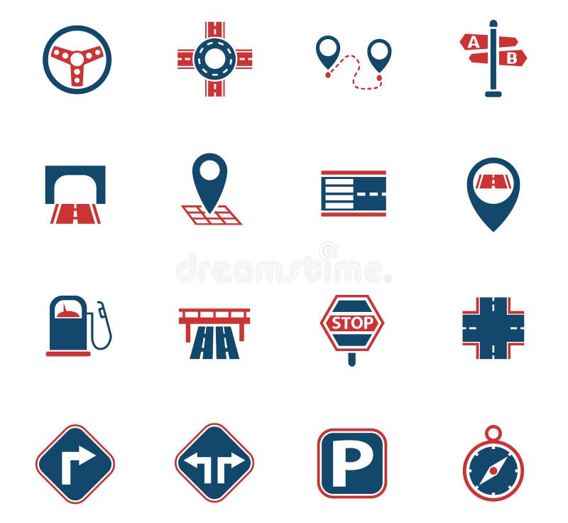 Road icon set stock illustration. Illustration of turn - 88276631