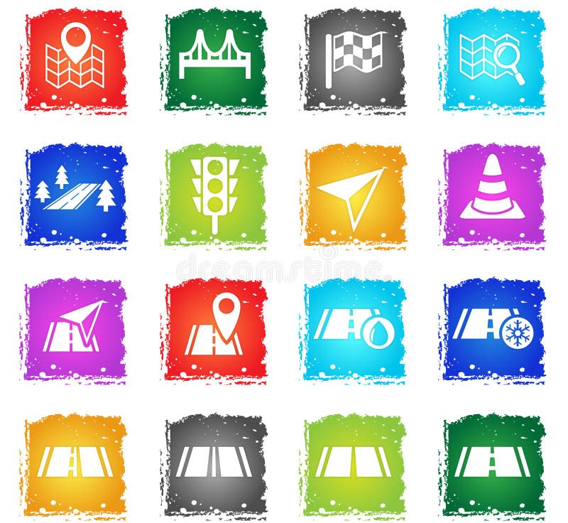 Road icon set stock vector. Illustration of icon, symbol - 88122640