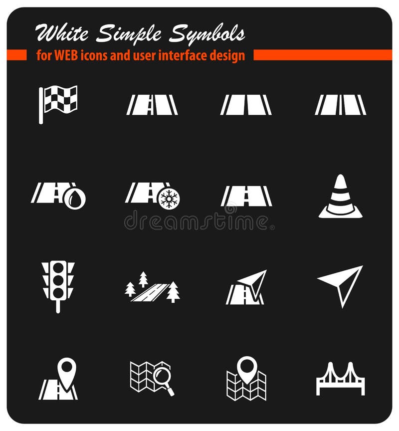 Road icon set stock vector. Illustration of white, road - 88017825