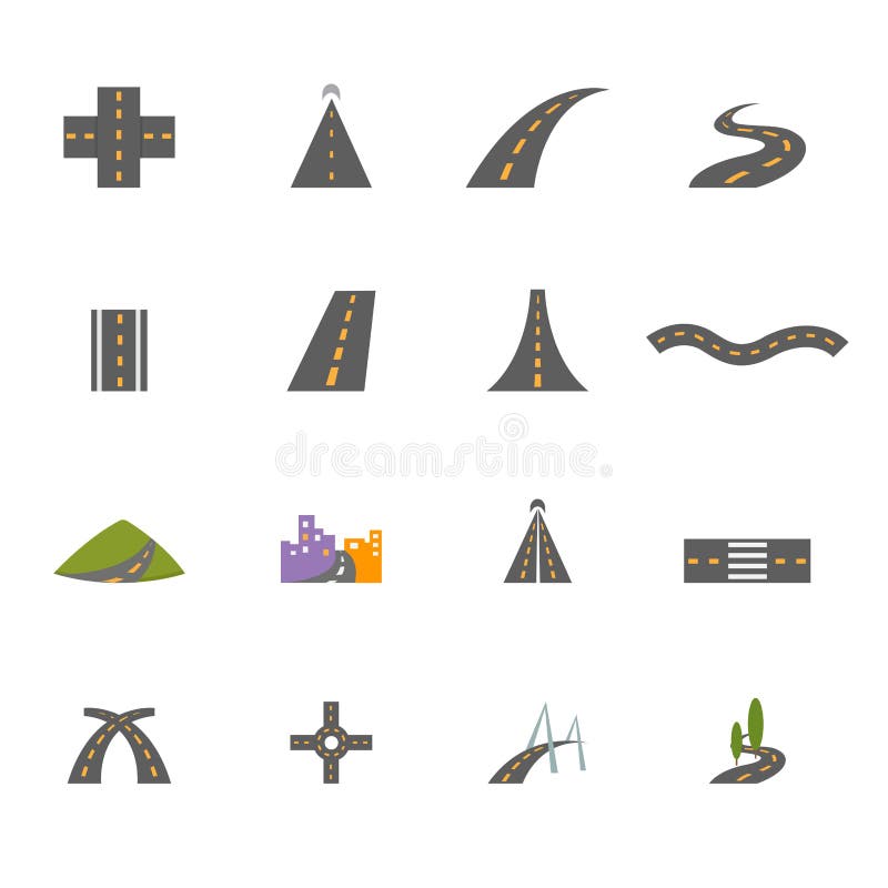 Road icons vector stock vector. Illustration of highway - 43329018