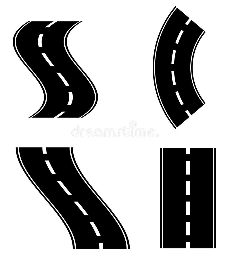 Road Icons Isolated on White Stock Vector - Illustration of striped ...
