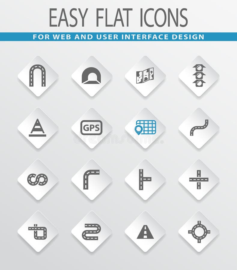 Road icons set stock vector. Illustration of journey - 129561967