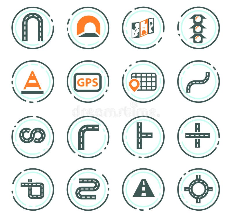 Road icons set stock vector. Illustration of point, journey - 155377006