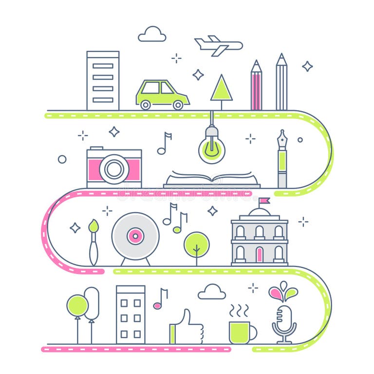 Road through Imaginary Line Town. Creative Process Concept ...