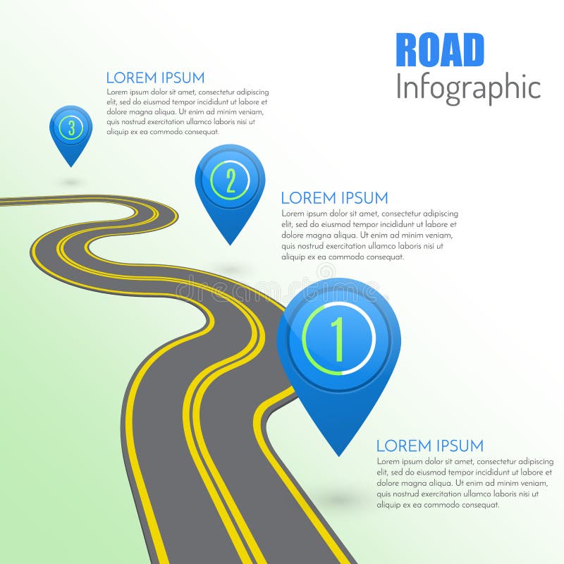 Road Infographic with Blue Pointers, Vector Illustration Stock Vector ...
