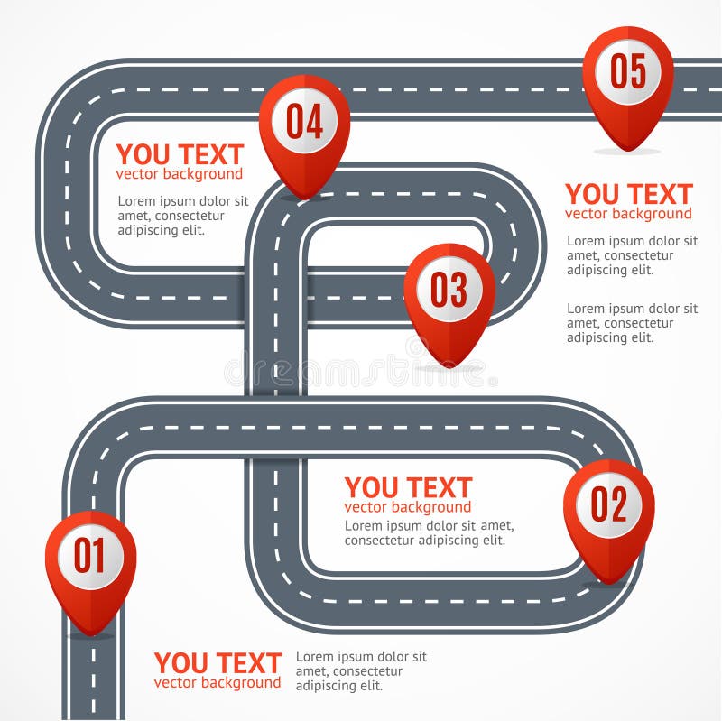 Road Infographic with Location Mark Elements. Vector Stock Vector ...