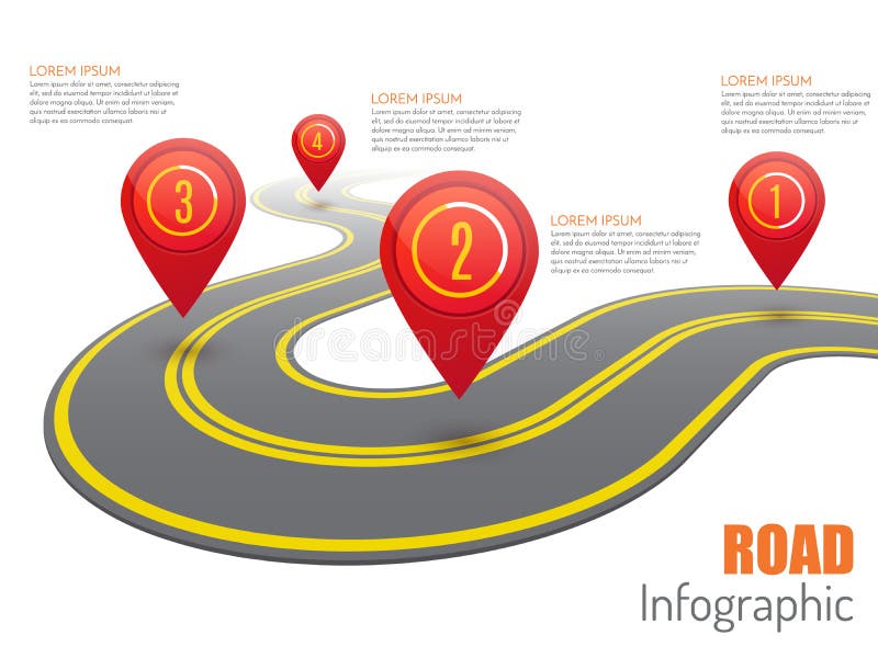 Road Infographic with Red Pointers, Vector Illustration Stock Vector ...