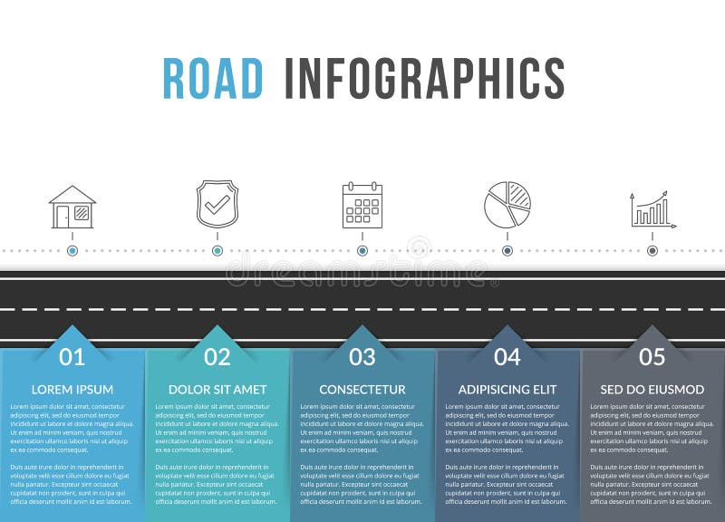 Road Infographics stock vector. Illustration of five - 165982701