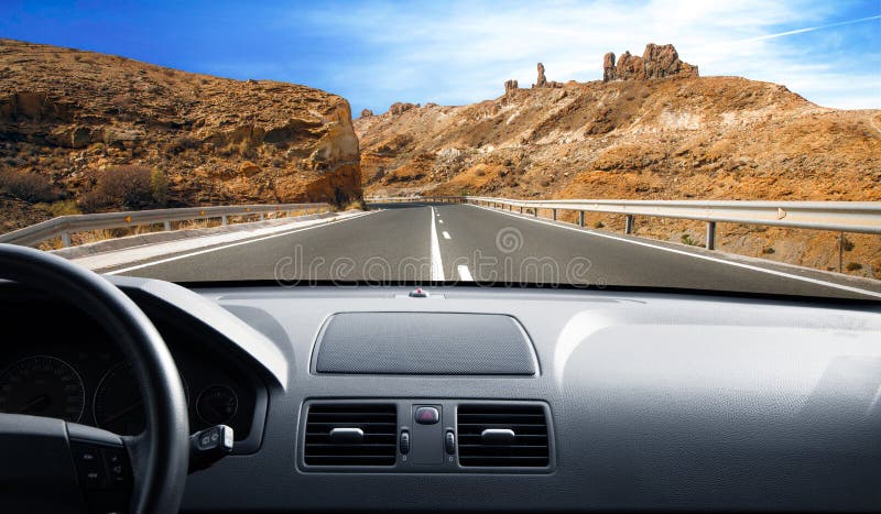 Road from inside the car stock image. Image of desert - 96967705