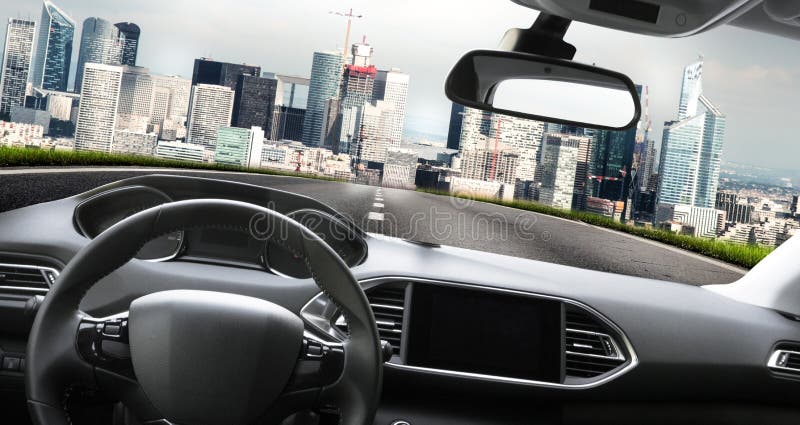 Road from inside the car stock image. Image of campaign - 96967953