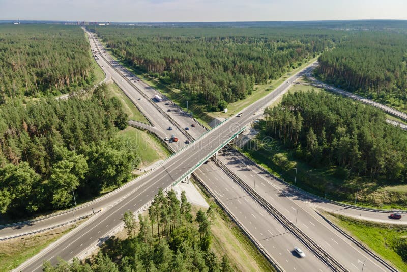 Road Interchange or Highway Intersection with Traffic Stock Image ...