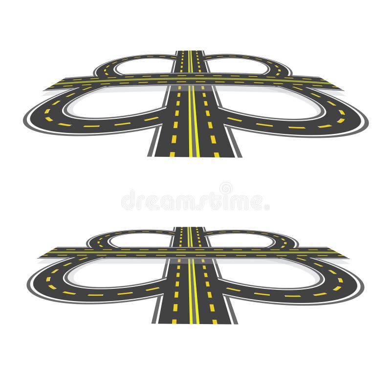 Road Interchange. Highway with Yellow Markings in the Perspective ...