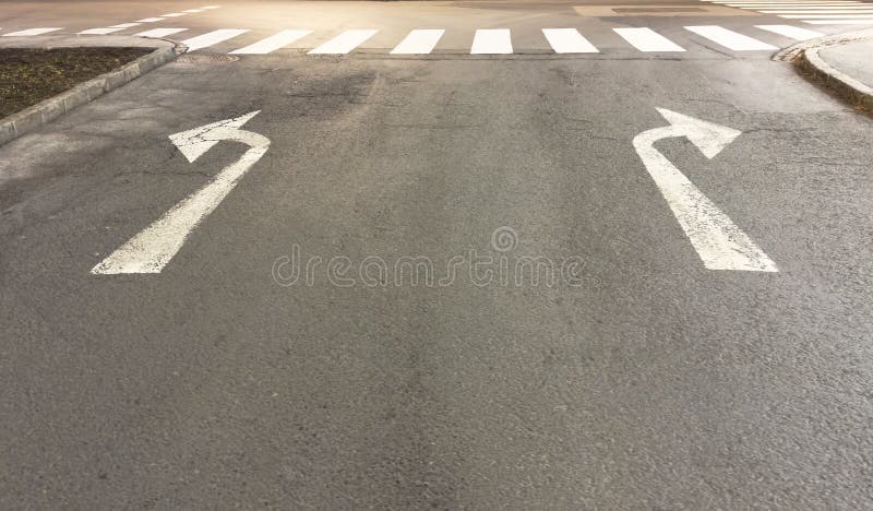 Road Intersection Directional Arrows Asphalt Pavement Stock Photos ...