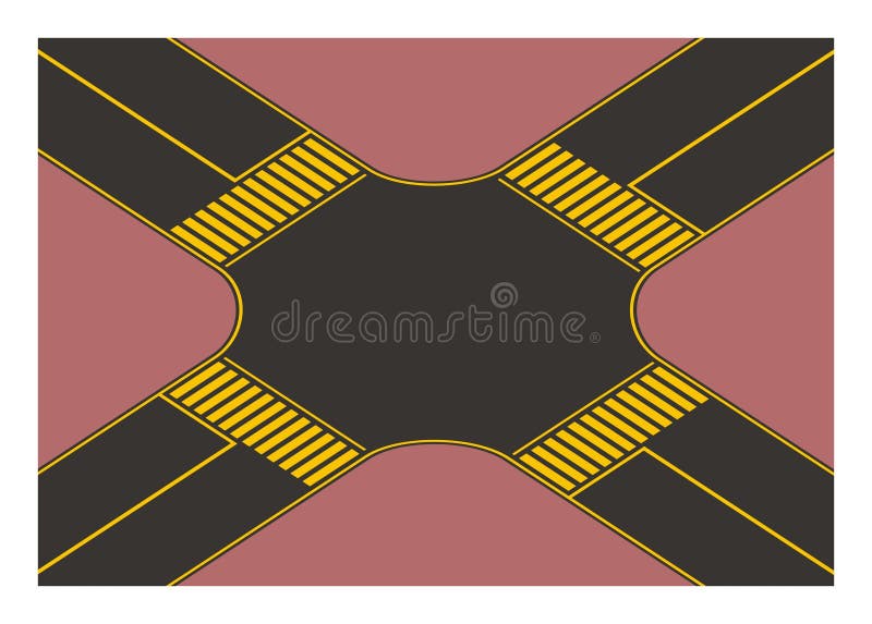 Road Intersection in Isometric View. Simple Flat Illustration Stock ...