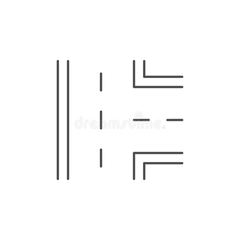 Road Intersection Line Outline Icon Stock Vector - Illustration of ...