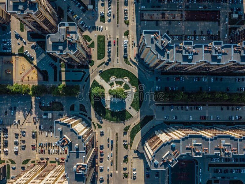 Road Intersection in Modern Residential Area in Voronezh, Top View ...