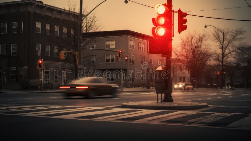 Road Intersection Stop Light Stock Illustration - Illustration of road ...