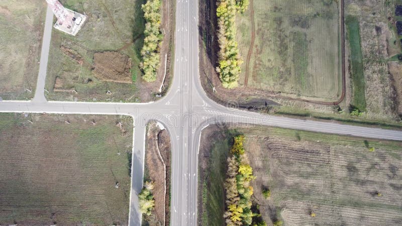Road Intersection Top View, Drone Shooting, Paved Intersection with ...
