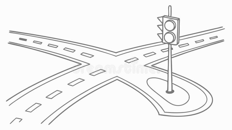 Road Intersection with Traffic Light, Vector Design Generative AI Stock ...