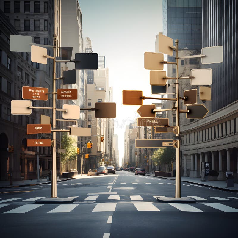 Road Intersections Equipped with Reliable and Visible Signposts Stock ...