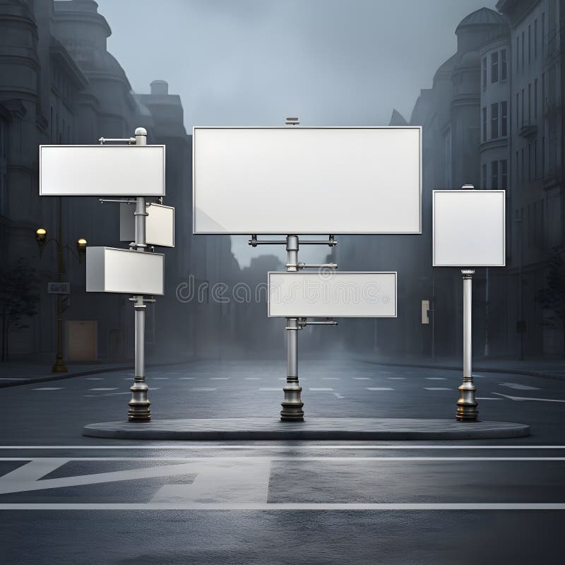 Road Intersections Equipped with Helpful Signposts Stock Illustration ...