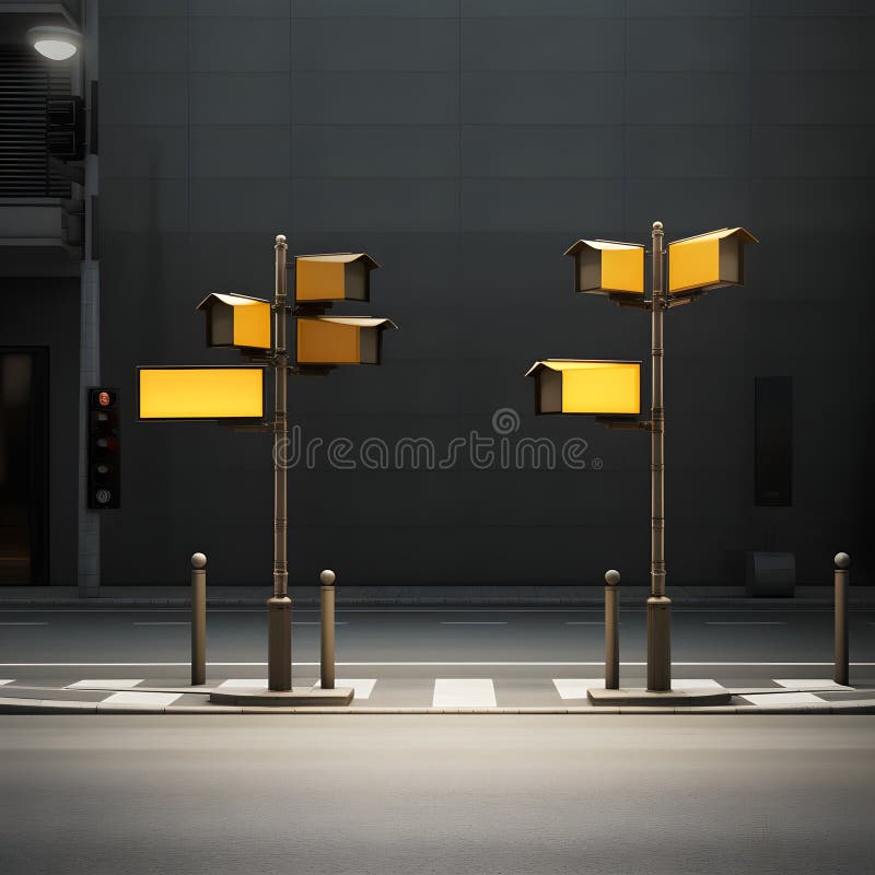 Road Intersections Equipped with Informative Signposts Stock Photo ...