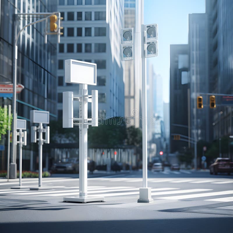 Road Intersections Equipped with Informative Signposts Stock ...