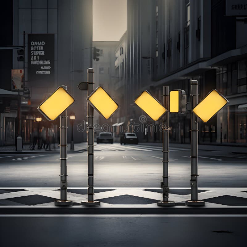 Road Intersections Equipped with Reliable Signposts Stock Illustration ...