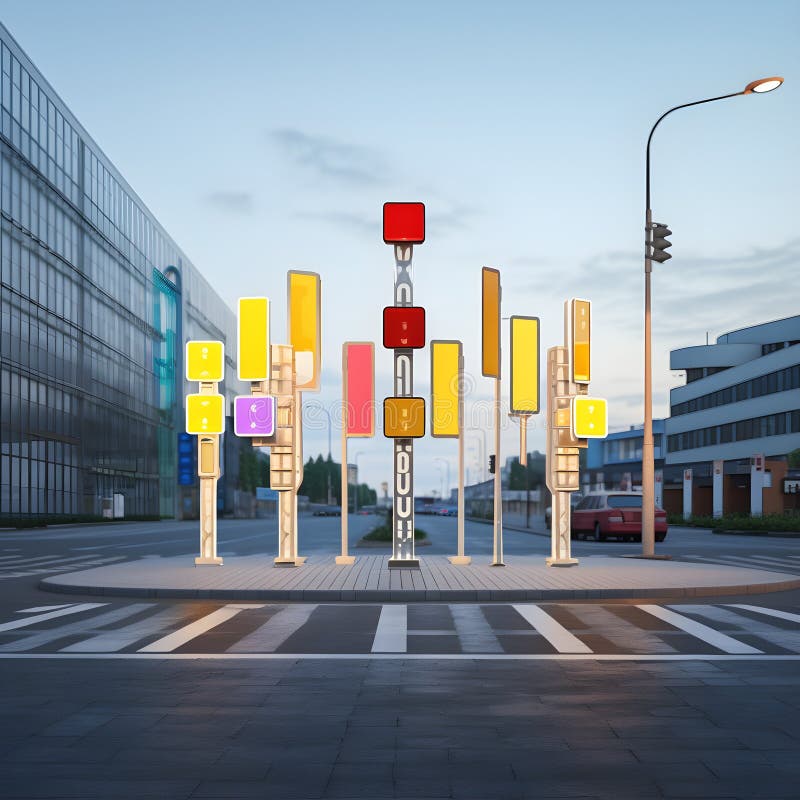 Road Intersections Equipped with Reliable and Visible Signposts Stock ...