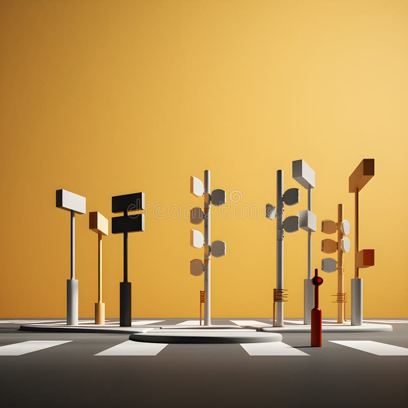 Road Intersections Equipped with Visible and Reliable Signposts Stock ...
