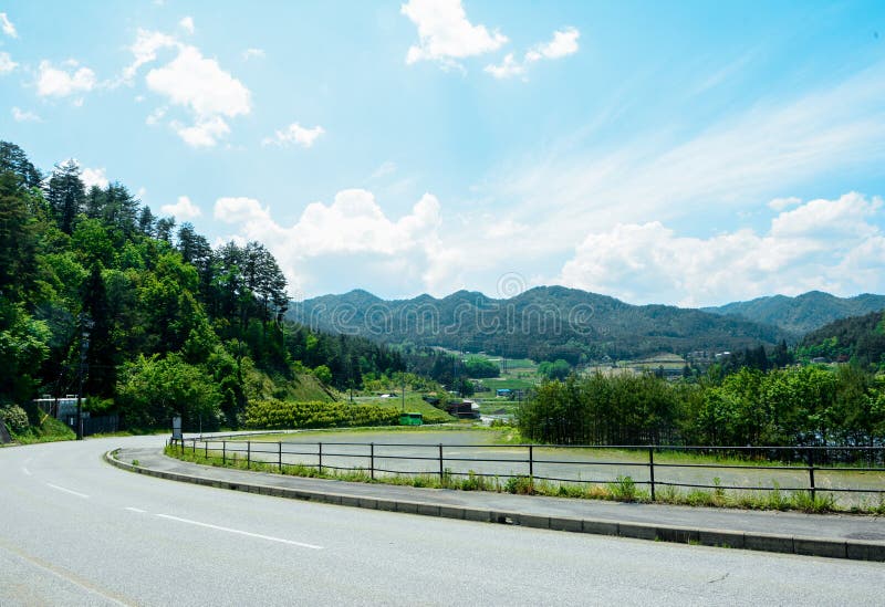 Road in Japan stock image. Image of nature, natural, blue - 95159837