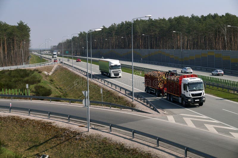 Road Junction. Exit and Exit from the Highway. Moving Cars Stock Image ...