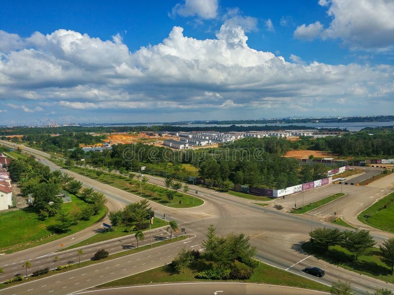 Road Junction from a High Angle on a Bright Day Stock Image - Image of ...