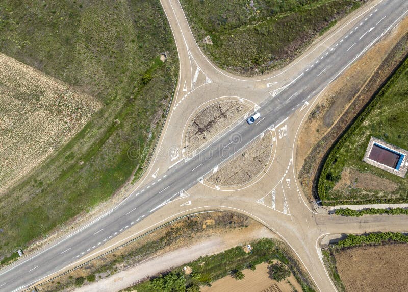 Road Junction with Roundabout Stock Image - Image of intersection ...