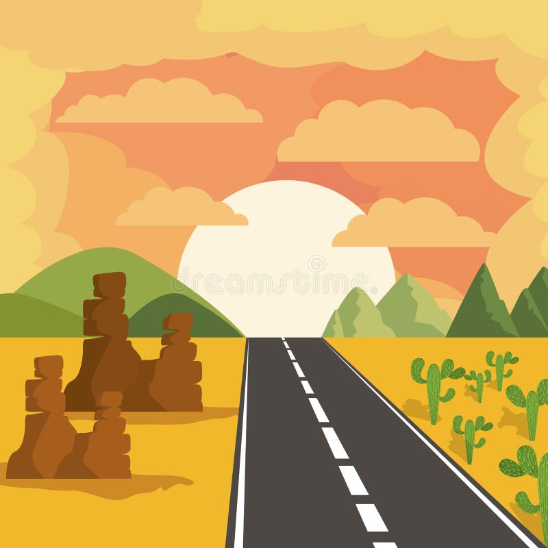 Road landscape design stock vector. Illustration of travel - 73367945
