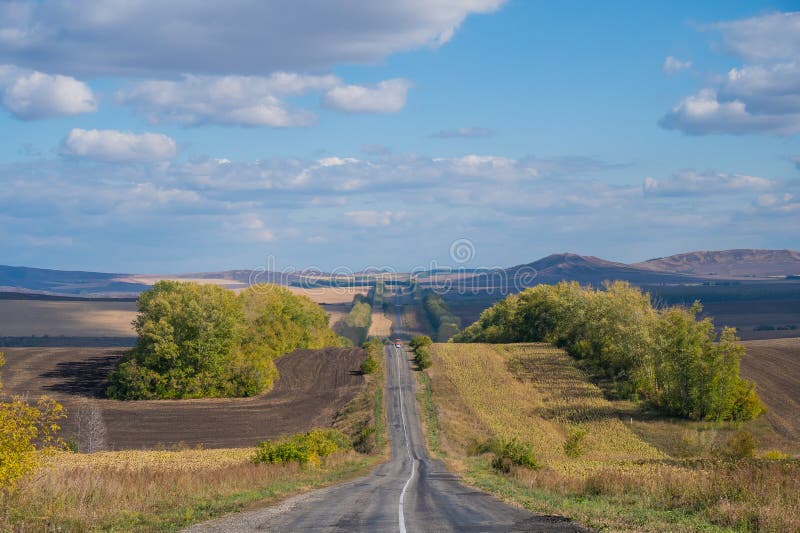 Road Landscape Empty Track Mountains Fields Autumn Stock Photos - Free ...