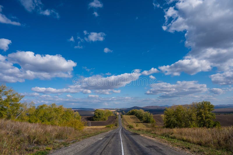 Road Landscape Empty Track Mountains Fields Autumn Stock Photos - Free ...