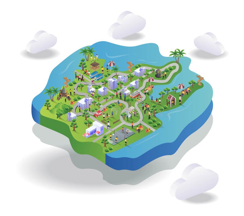Road in Landscape Map in Isometric Illustration Stock Vector ...