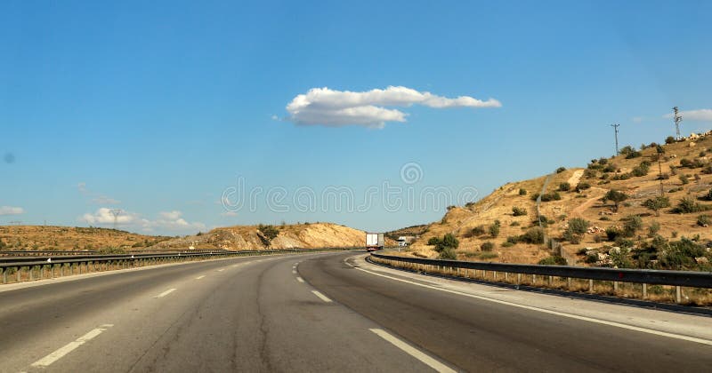 Road Landscape, Perspective Vanishing among the Mountains on the ...