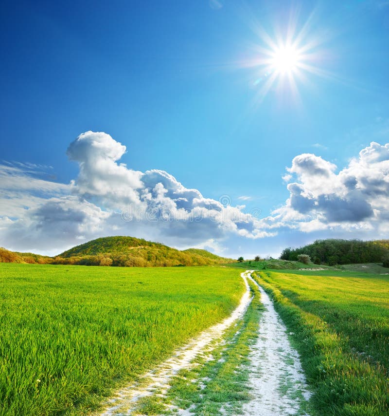 Road Lane and Deep Blue Sky Stock Image - Image of beauty, horizon ...