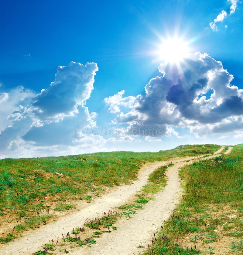 Road Lane and Deep Blue Sky Stock Image - Image of beauty, horizon ...