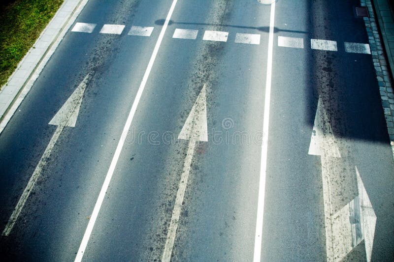 Road Lanes and Arrows, Traffic Sign Stock Photo - Image of symbol, spot ...