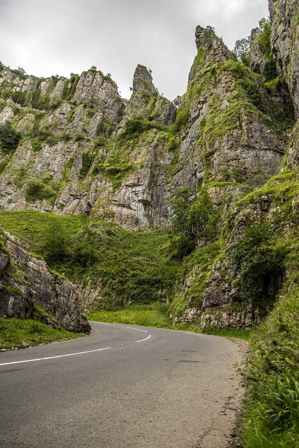 A Road Leading through the Cliffs of Cheddar Gorge. Cheddar, Somerset ...