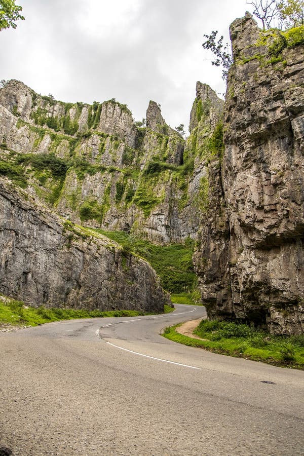 A Road Leading through the Cliffs of Cheddar Gorge. Cheddar, Somerset ...