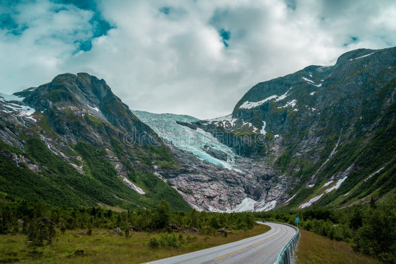 Road Leading To Boyabreen Glacier in Norway Stock Image - Image of ...