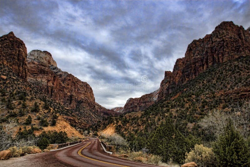 Road leading to Zion stock photo. Image of tree, remote - 13065364